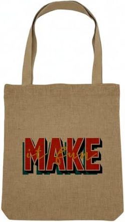 Fabulous Sac Shopping Tote Bag Aspect Lin - Make It Fun Typographie Message Good Vibes Positivit&eacute; - Sac de Courses Toile Epaisse 360g Beige Naturel Cabas Port&eacute;