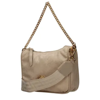 Versace Womens Quilted Fabric Shoulder Bag Beige