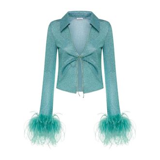 Os&eacute;ree Lumi&egrave;re Plumage Slim Shirt - - Blouses & Shirts - Damen - Blau - M