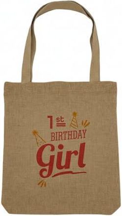 Fabulous Sac Shopping Tote Bag Aspect Lin - 1st Birthday Girl Celebration Kids Party Gift - Sac de Courses Toile Epaisse 360g Beige Naturel Cabas Port&eacute; Epaule 