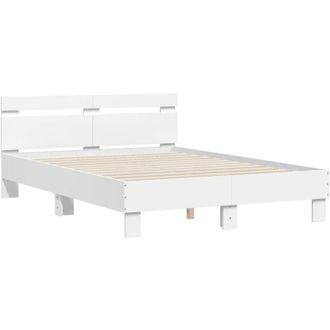 vidaXL Cadre de lit avec t&ecirc;te de lit blanc 120x200cm bois ding&eacute;nierie