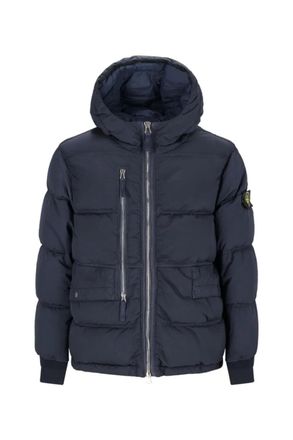 Stone Island doudoune &agrave; capuche - Bleu