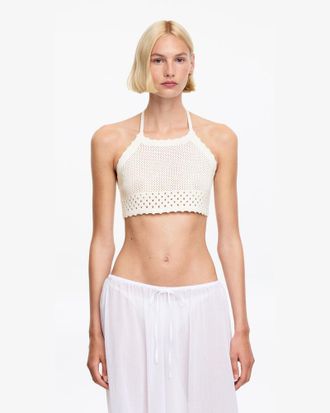 Arket Geh&auml;keltes Neckholder-Top -Wei&szlig;