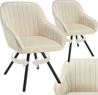TecTake drehbare Esszimmerstühle mit Armlehne, Schalenstuhl ergonomisch mit Samt Bezug, gesteppt, Stühle drehbar für Wohnzimmer, Esstisch, Arbeitszimmer, Schm
