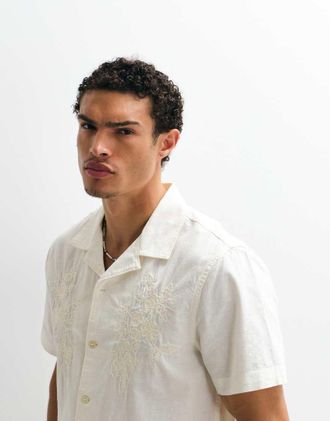 Levi's Sunset - Kurz&auml;rmliges Camp-Hemd in hellem Steinbeige mit Stickerei-Neutral