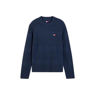 Tommy Jeans Badge Textured Jumper - - Knitwear - Herren - Blau - S