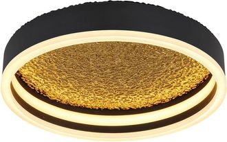 Globo Lighting Deckenlampe LED Deckenleuchte schwarz gold Wohnzimmerlampe rund Schlafzimmerlampe, Metall Acryl Silkon, 24W 700lm warmwei&szlig;, DxH 30x7,5 cm