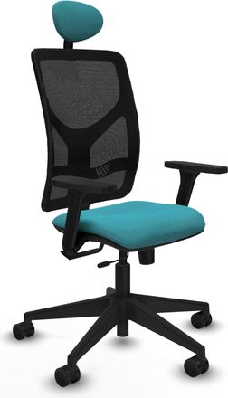 Piqueras y Crespo Sicherheitsstuhl mit 3D-Armen, h&ouml;henverstellbarer Lendenwirbelst&uuml;tze und festem Kopfteil, ausgestattet mit Syncro/Traslack und Schneideschaum, Schwarz