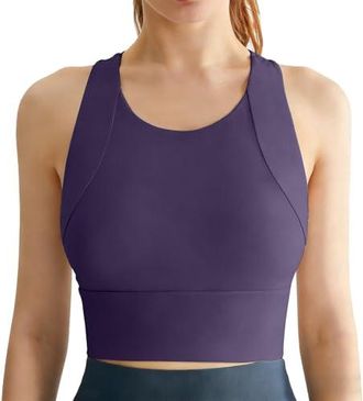 Generic Soutien-gorge de sport dos nageur : bretelles larges, tr&egrave;s &eacute;lastique, absorbant, soutien-gorge dos nu yoga bustier femme, lilas, XXL
