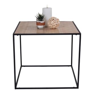 House Nordic Beistelltisch Bergamo Metall schwarz Gemustert 50 x 50 x 45 cm