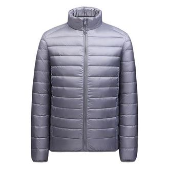 Generic Doudoune matelass&eacute;e l&eacute;g&egrave;re &agrave; col montant pour homme, manteau dhiver isol&eacute; pour homme, manteau d&eacute;contract&eacute; en duvet, Gris 2, 4XL