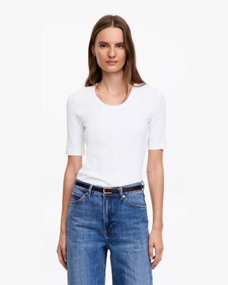 Arket Geripptes T-Shirt -Wei&szlig;