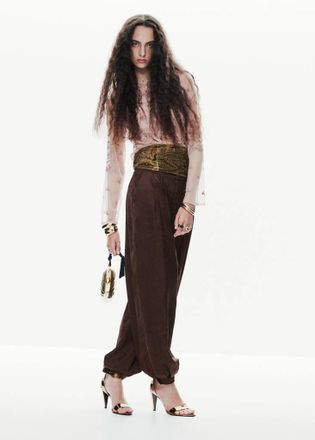 Mango Pantalon jogger en jacquard marron - Femme - 34 - MANGO