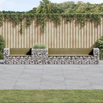 vidaXL Vidaxl - Banc de jardin avec panier en gabion bois de pin imprégné