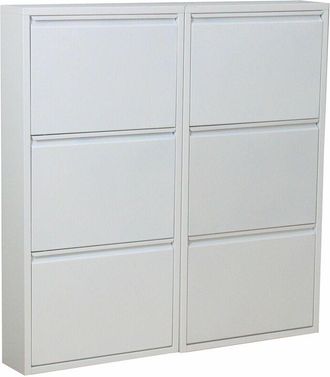 ebuy24 Ebuy24 - Pisa Schuhschrank mit 6 Klappen/ T&uuml;ren in Metall weiss.Fertig montiert geliefert