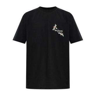 Balmain Homme, Tops, Noir, Taille: 2XL T-shirt brod&eacute; dinsectes