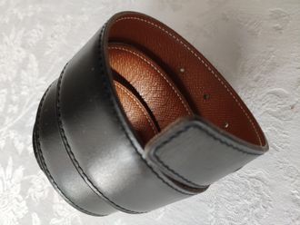 Herm&egrave;s Black & Gold Reversible Belt in Epsom & Togo Leather