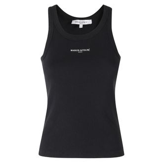 Maison Kitsun&eacute; Paris Ribbed Tank Top - Femme - Tops - Noir - Taille: 40 FR