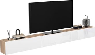 IDMarket TV-M&ouml;bel 300 cm h&auml;ngend Elio 3 T&uuml;ren Holz und Wei&szlig;