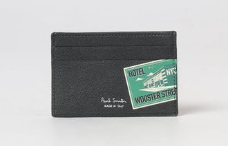 Paul Smith Kartenetui aus Rindsleder mit Grafikdruck und drei F&auml;chern