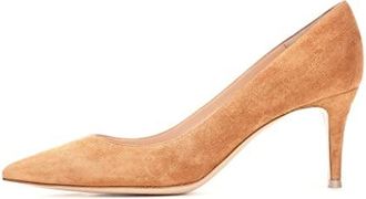 EDEFS Escarpins Femme - Kitten-Heel Chaussures - Bout Pointu Fermé - Classique Bureau Soiree Shoes - Khaki - Taille REU37