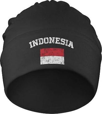 Generic Homme Femme Bonnet dhiver Drapeau Indon&eacute;sien Amusant Bonnets Tricot&eacute; Classique Bonnet &Agrave; Revers Mode Bonnets De Ski pour Course Quotidien Patinage