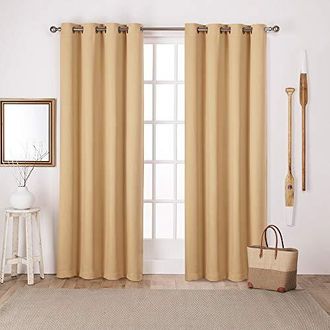 Exclusive Home Isolierte Verdunkelungsvorh&auml;nge, Fenster-Paneele mit &Ouml;sen Oben, Satin, K&ouml;pergewebe (2er-Set), Polyester, Sundress, 52x84