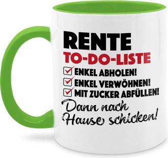 Shirtracer Tasse Tassen 325ml - Rentner - Rente To Do-Liste - 325 ml - Hellgrün - geschenke für rentnerinnen geschenk ruhestand retirement - schokotasse ruhestan