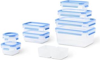 Emsa Clip & Close Frischhaltedosen-Set, 0,15 u. 0,2 u. 2 x 0,55 u. 0,55 (inkl. Einsätze) u. 0,8 u. 1,2 u. 2,2 L, 100 Prozent dicht, spülmaschinen-, gefrier