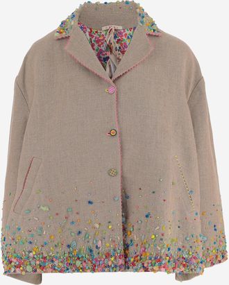 P&eacute;ro Veste Pero en lin avec perles