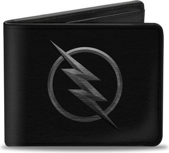 Buckle Down Herren Reverse Flash Logo Black/Silver Etching Reisezubehr-Bi-Fold-Brieftasche, Schwarz, Standard größe