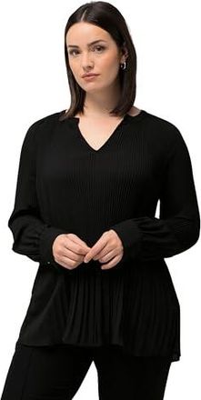 Ulla Popken Plissee-Tunika Chemisiers, Noir, 54-56 Femmes