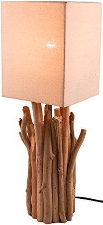 Guru Shop Guru-Shop Lampe à Poser Kukuma,bois Flotté, Coton, en Bali Fait à la Main en Matériau Naturel - Modèle Kukuma, Duboisflotté, 50x17x17 cm, Natureelight