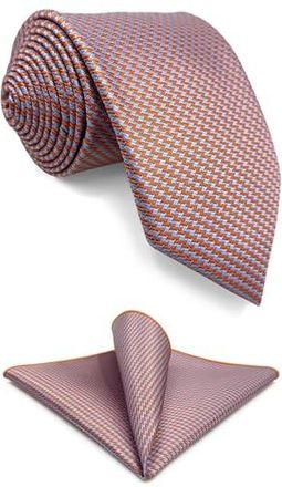 Shlax & Wing Set cravatte et carr&eacute; de poche orange bleu poudr&eacute; imprim&eacute; homme pour costume skinny 6cm