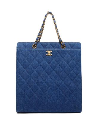 Chanel sac cabas en jean à design matelassé (1999-2000) - Bleu