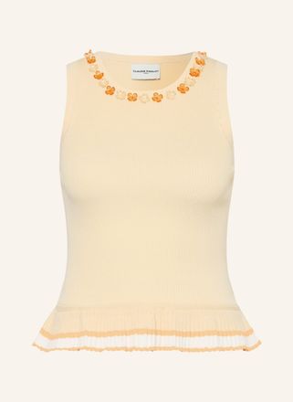 Claudie Pierlot Claudie Pierlot Stricktop Mit Schmuckperlen Und R&uuml;schen gelb