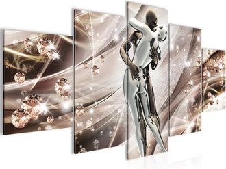 Runa Art Bild Wohnzimmer Schlafzimmer Abstrakt Liebe 5 Teilig Romantisch Beige Grau Wandbilder auf Vlies Leinwand 029853a