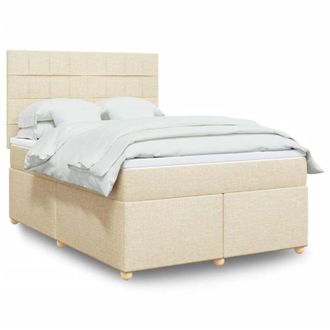 vidaXL Vidaxl - Boxspringbett mit Matratze Creme 160x200 cm Stoff
