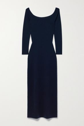 Gabriela Hearst Selwyn Schulterfreies Midikleid Aus Einer Woll-kaschmirmischung - Blau
