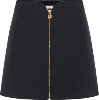 Elisabetta Franchi Femme, Jupes, Noir, Taille: 38 FR Mini-jupe trap&egrave;ze taille coeur