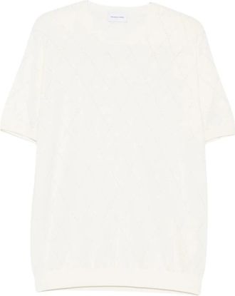 Scaglione Homme, Pulls, Blanc, Taille: S Spongy Round Neck