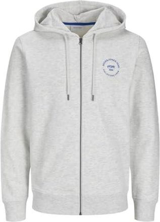 Jack & Jones JJSIMON Sweat &agrave; Capuche zipp&eacute;, Blanc-Gris, L