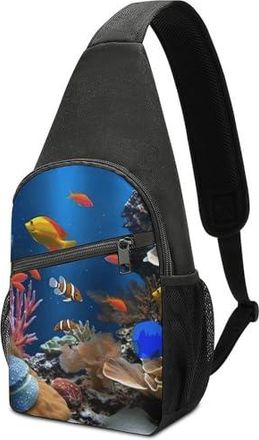 Generic Réglable Sacoche Bandouliere Vie marine Sling Bag Léger,Multifonction Sling Sac à Dos pour Voyage Homme Camping