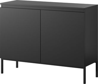 Selsey Kommode Schrank Aufbewahrungsschrank 100 cm 2 T&uuml;ren 4 F&auml;cher Schwarz Schwarze Beine Bemmi