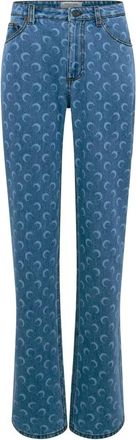 Marine Serre Femme, Jeans, Bleu, Taille: 40 FR Moon Laser Denim Jeans droits