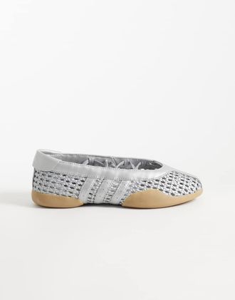 adidas Originals Taekwondo Mei - Ballerines plates effet tress&eacute; - Argent&eacute;