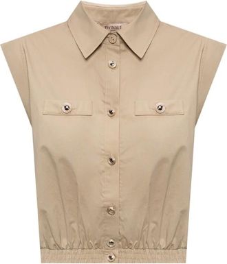 Twinset Femme, Blouses et Chemises, Beige, Taille: 42 FR Camicia Cropped