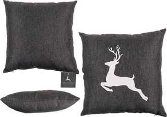 Out of the Blue Dunkelgraues Deko-Kissen, Hirsch, mit Reissverschluss, 40 x 40 cm, 100% Polyester, 300g Füllgewicht