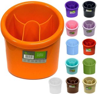 ECO Besteck-Abtropfgestell aus Kunststoff, 4 F&auml;cher, Utensilienhalter f&uuml;r K&uuml;che und Sp&uuml;le, BPA-frei, langlebiger Messer- und Gabelhalter mit kompaktem Des