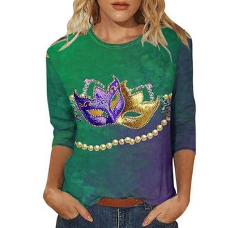 Generic Haut &agrave; manches 3/4 pour femme - Haut et chemisiers de carnaval - Imprim&eacute; graphique - Col rond - &Eacute;l&eacute;gant et fin - D&eacute;contract&eacute; - Chemisier basique class